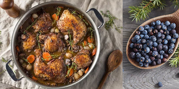 Pollo al vino con ginepro